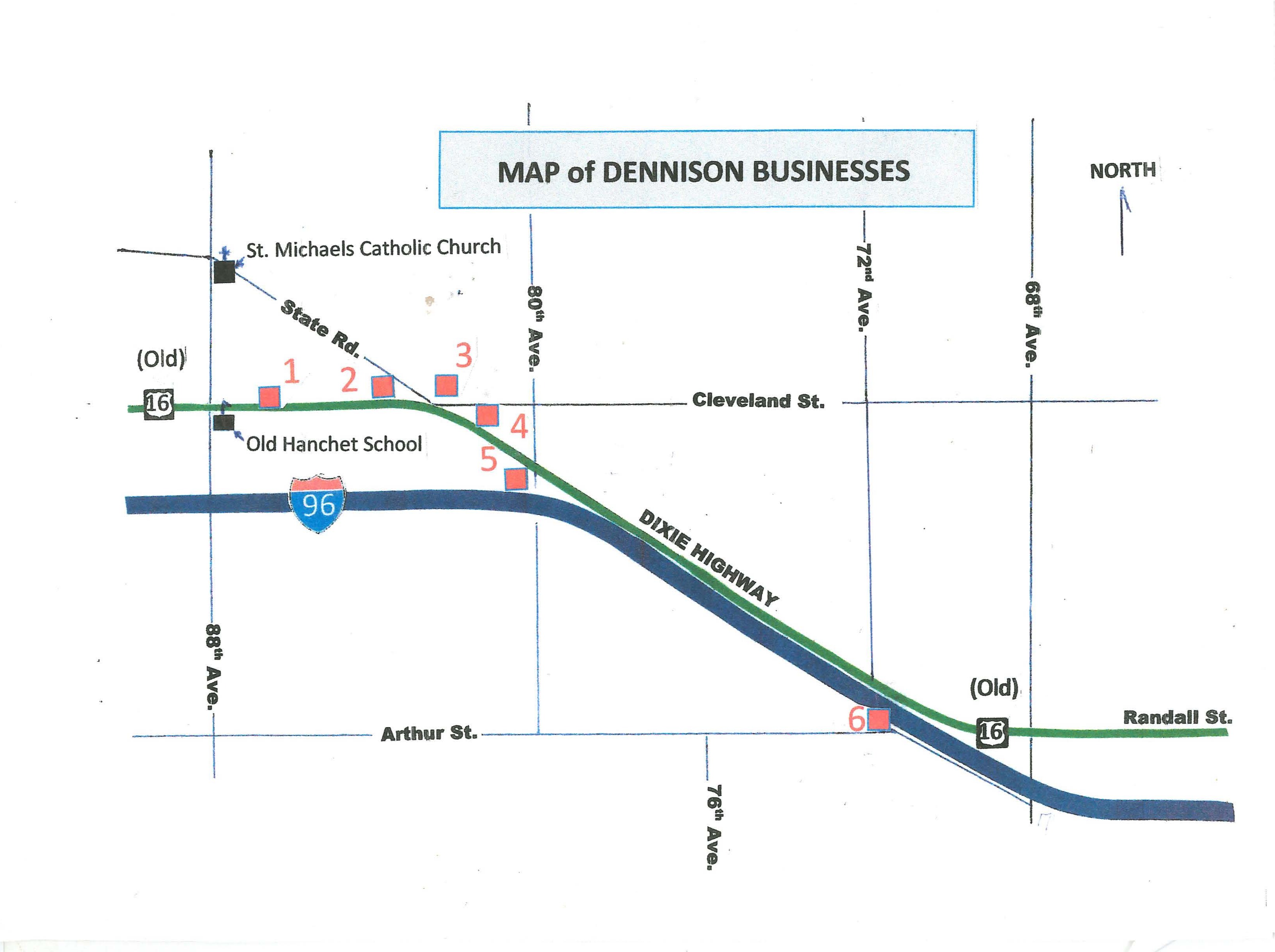 Map of Dennison's Businesses | Coopersville Area Historical Society