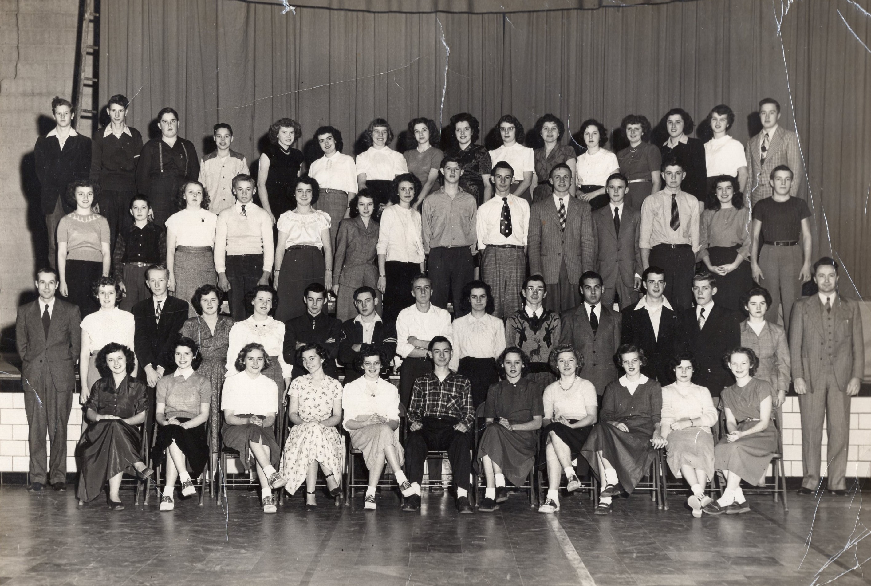 class of students posed at stage, circa 1950 | Coopersville Area ...